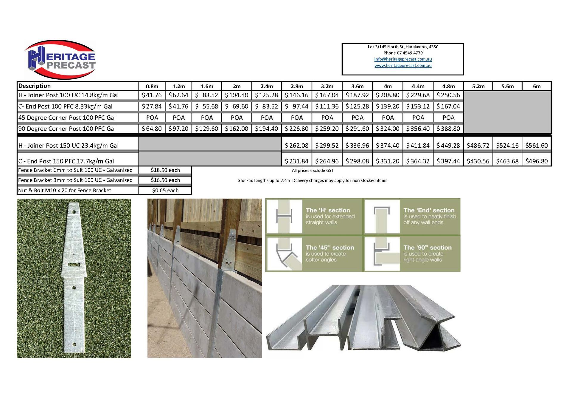 Price List - Heritage Precast