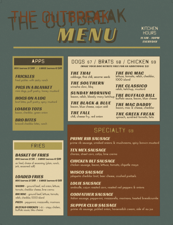 The Outbreak - Restaurant & Bar | 151 N Main St, West Bend, WI 53095