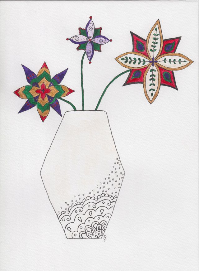 Flower Pot Design Drawing For Intermediate | Best Flower Site