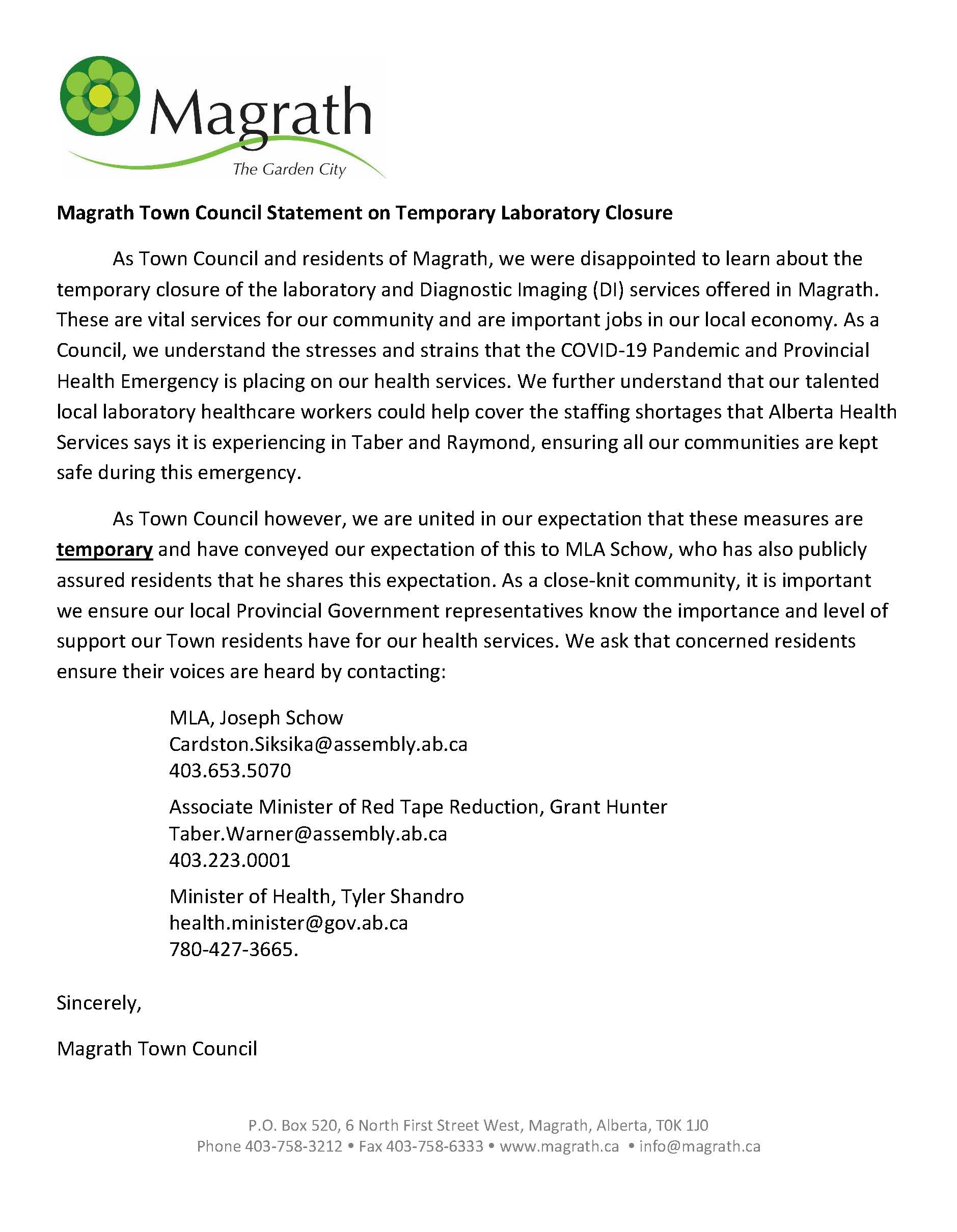 Temporary Lab Closure 2020