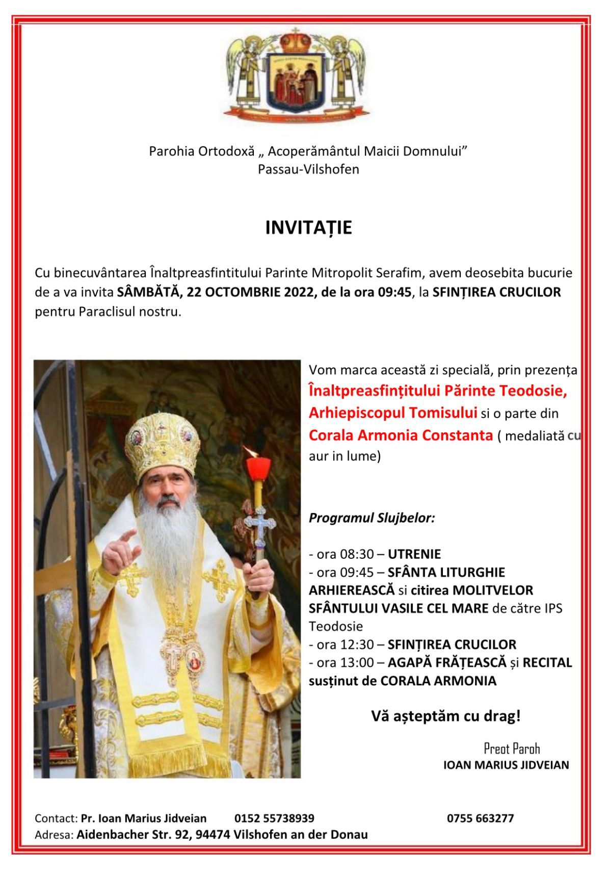 SFINTIREA CRUCILOR pentru Noul Paraclis