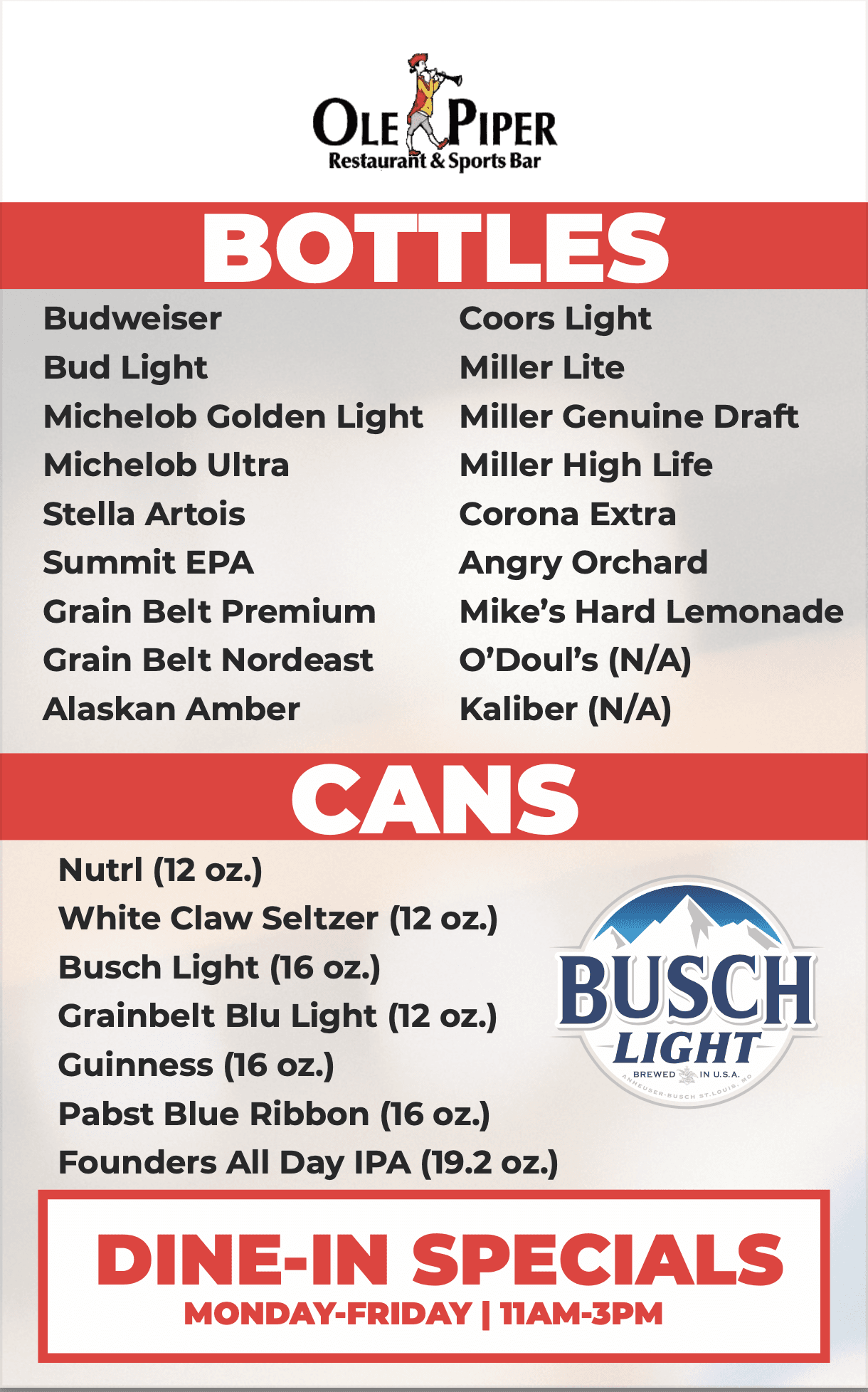 Bottled Beer | Rosemount, MN | Ole Piper Family Restaurant Sports Bar