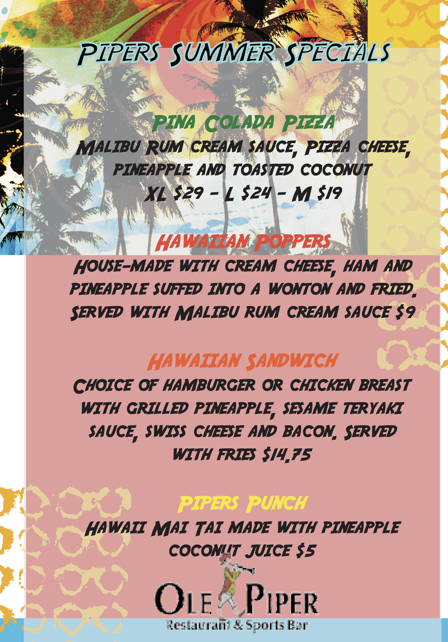 Summer Menu | Rosemount, MN | Ole Piper Family Restaurant Sports Bar