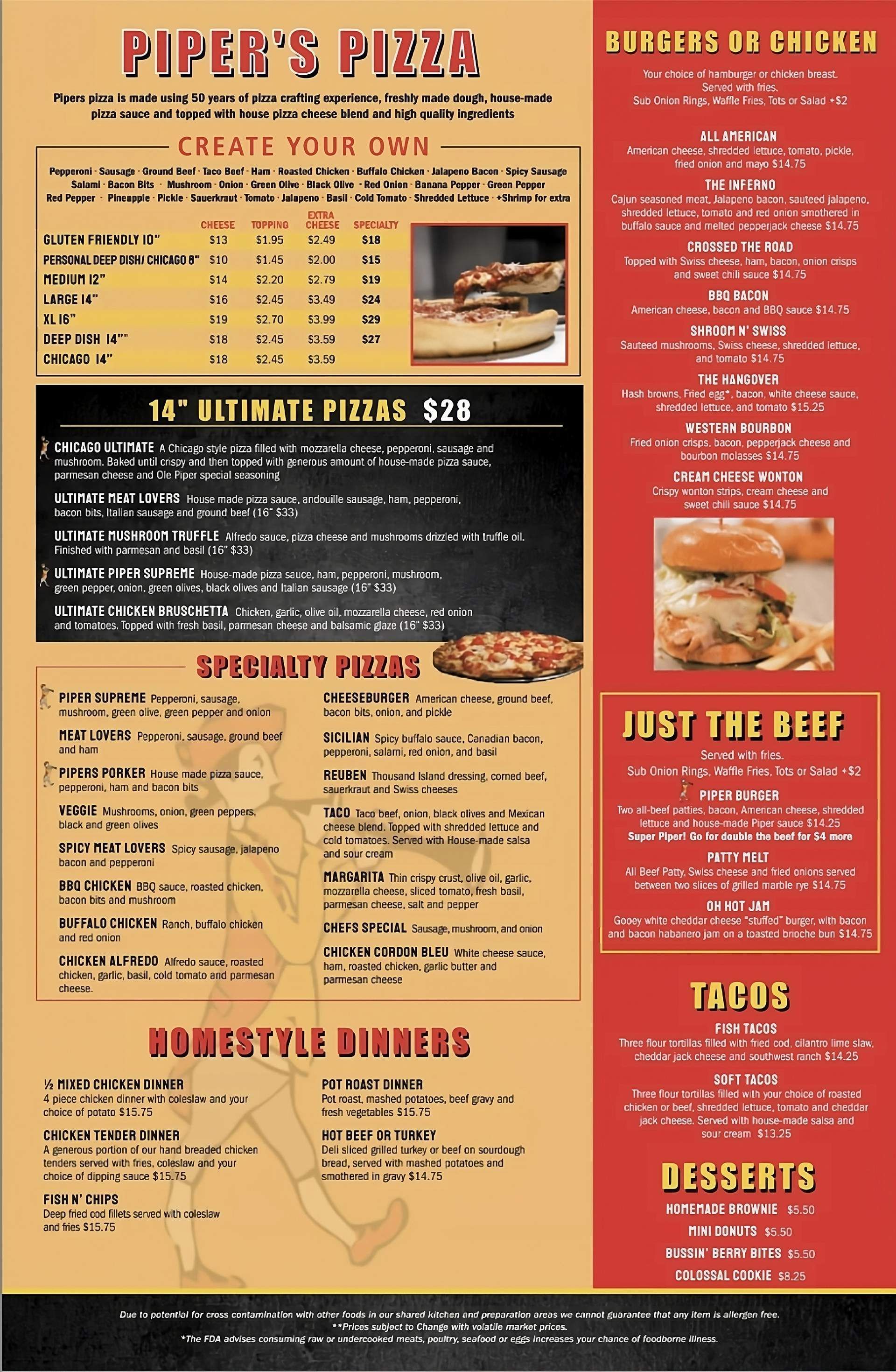 Main Menu | Rosemount, MN | Ole Piper Family Restaurant Sports Bar