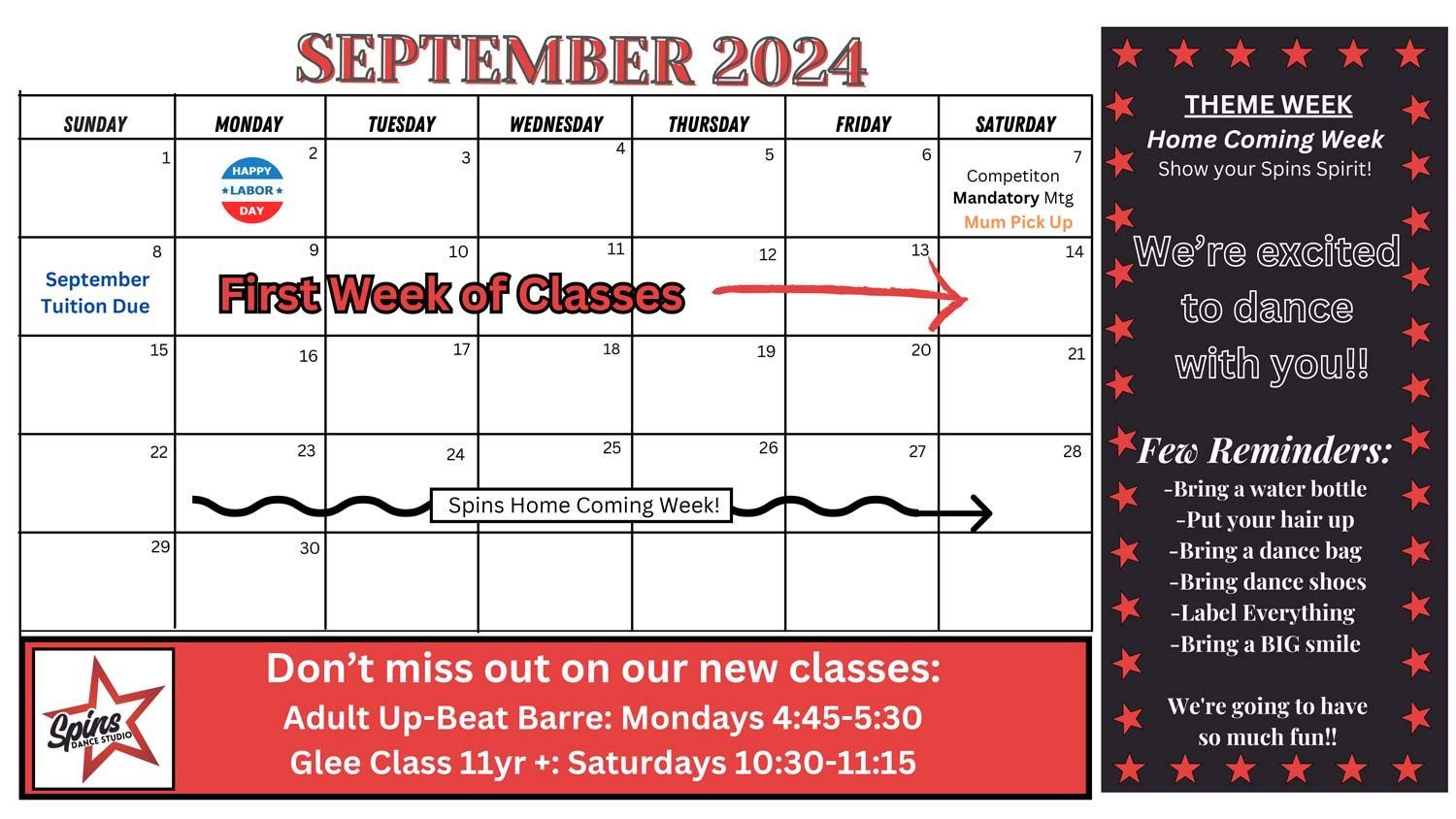 Dance Studio Calendar | Rochester, NY | Spins Dance Studio