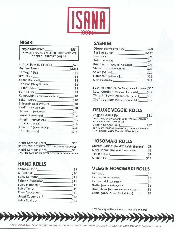 Sushi Rolls | Kihei, HI | Isana Restaurant