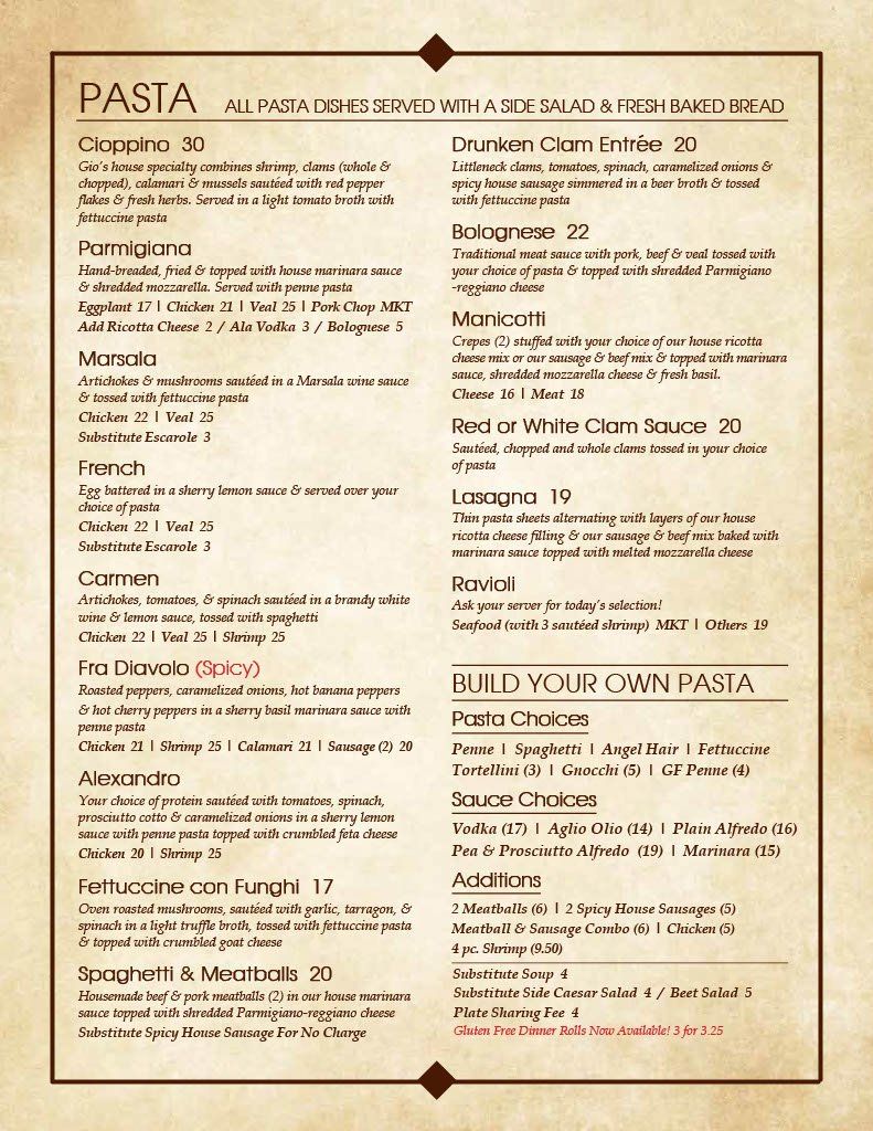 Menu | Italian Cuisine | Rochester, NY | Prosecco Italian Restaurant