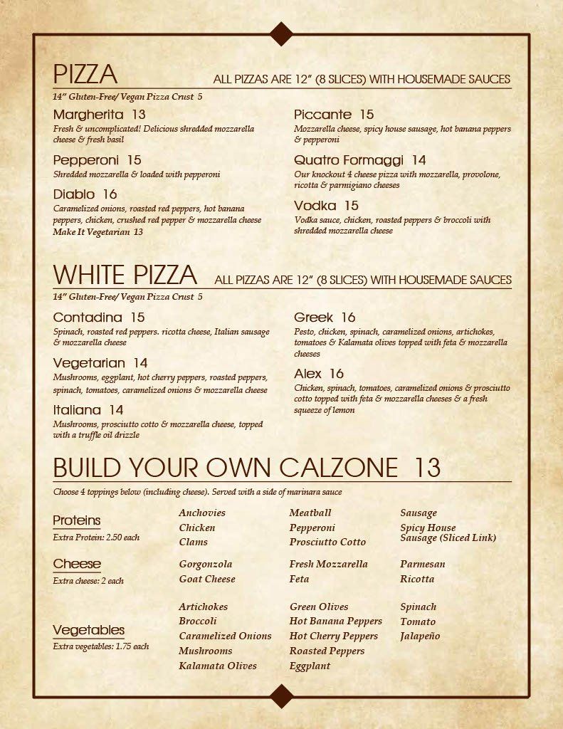 Menu | Italian Cuisine | Gluten Free Restaurant | Rochester, NY ...