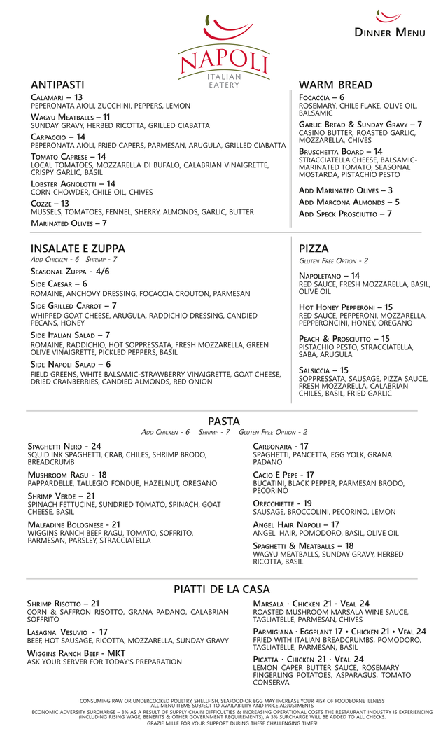 Italian Menu