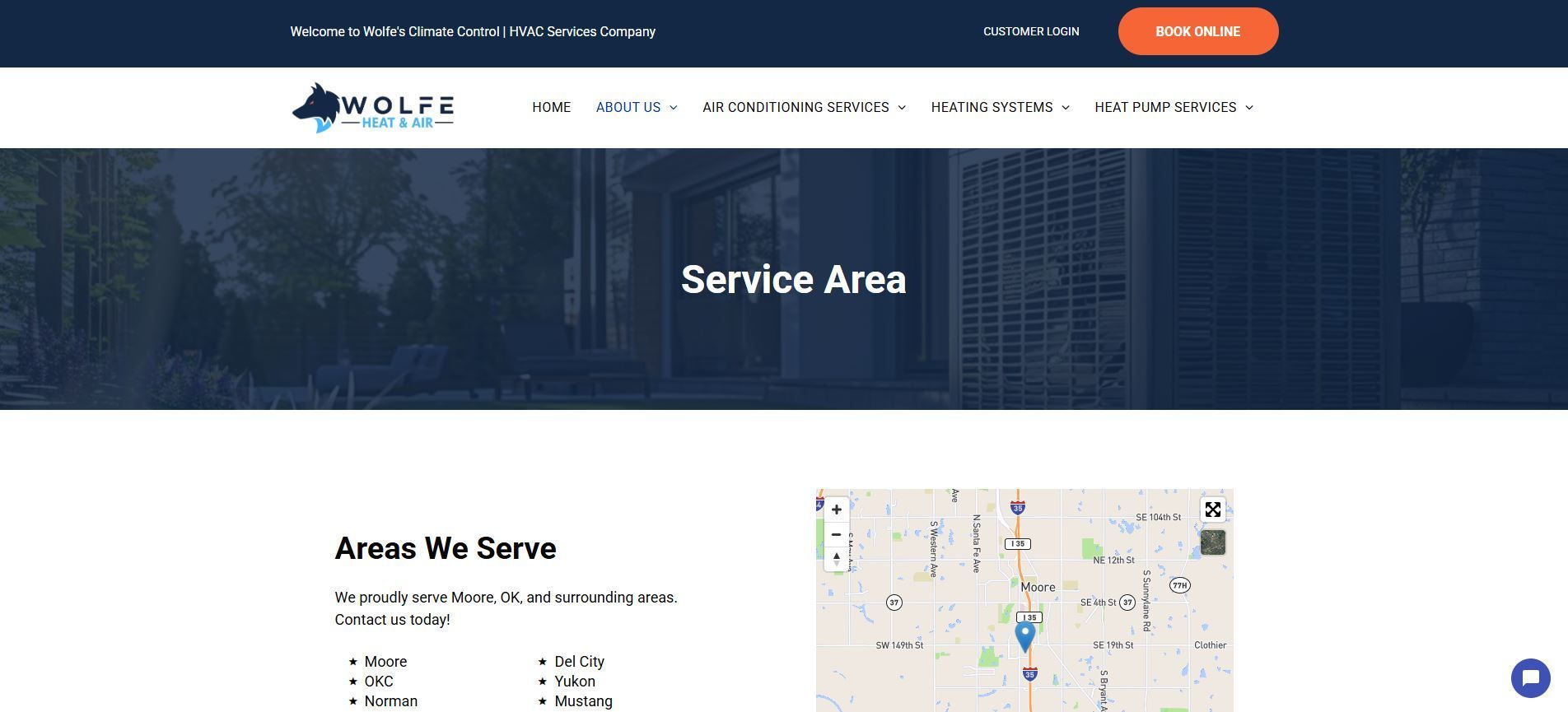 Areas We Serve | Moore, OK | Wolfe's Climate Control