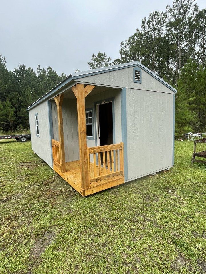 Portable Side Porch Cabin | Storage Cabins For Sale Near Me