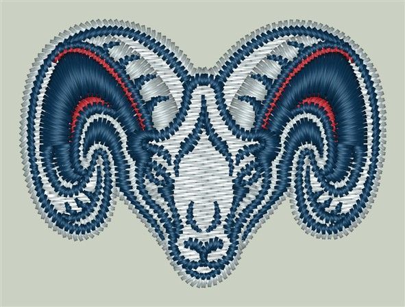 2 X 2 RED AND NAVY RAM HEAD