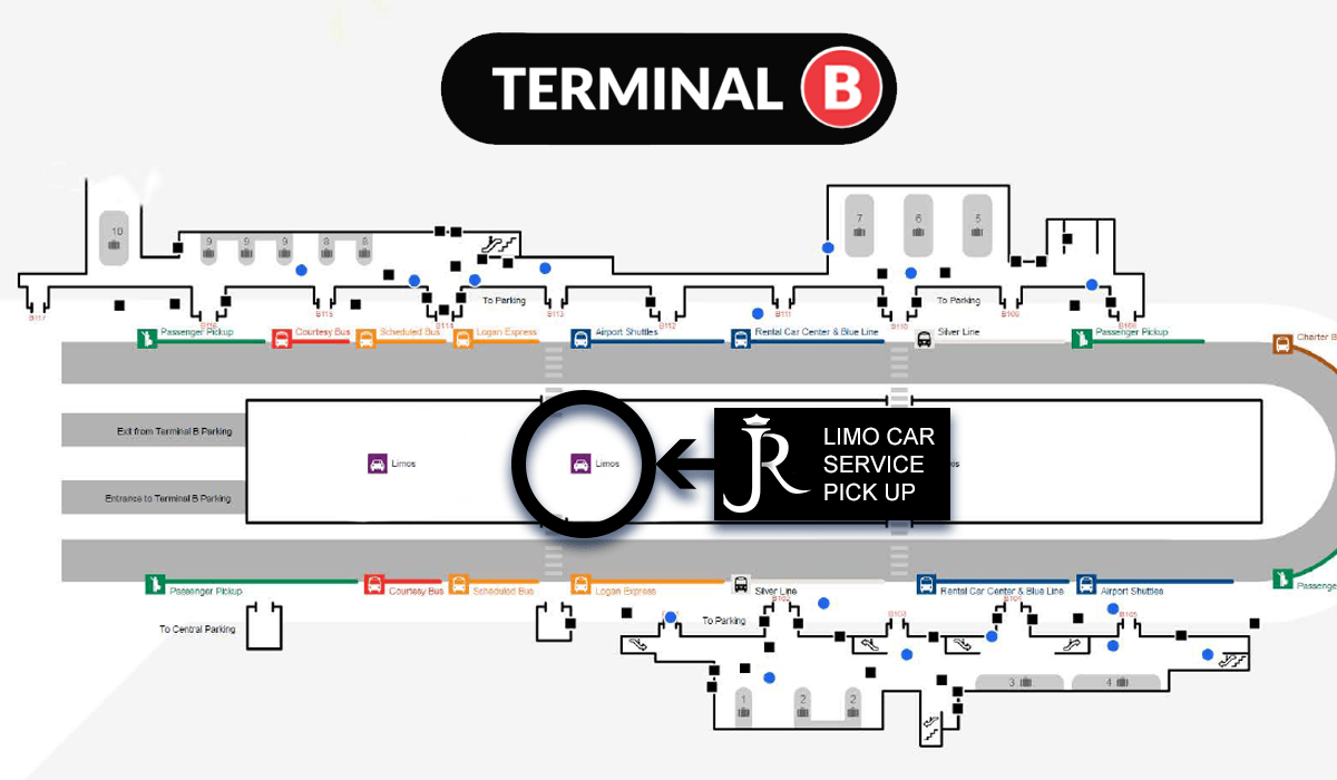 JR Limo Car Service Pick-up locations at Boston Logan
