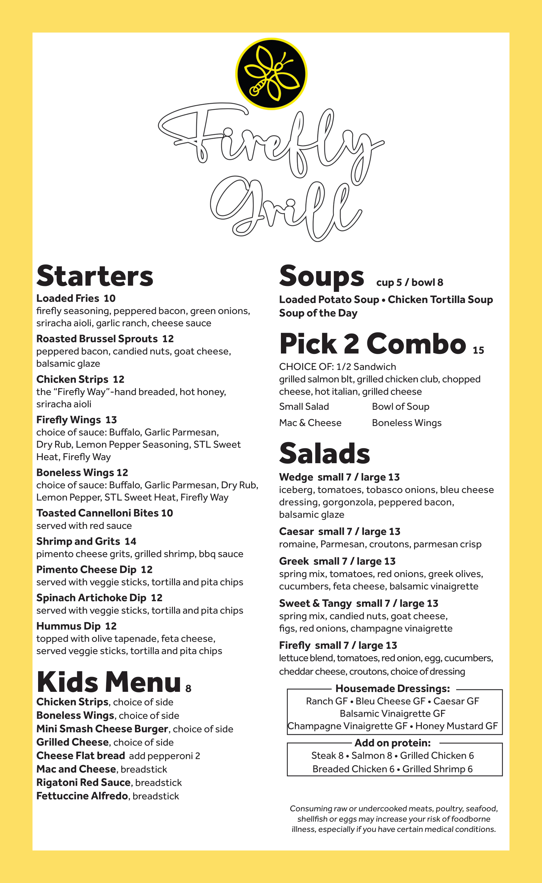 Menu | Firefly Grill | Chesterfield, MO
