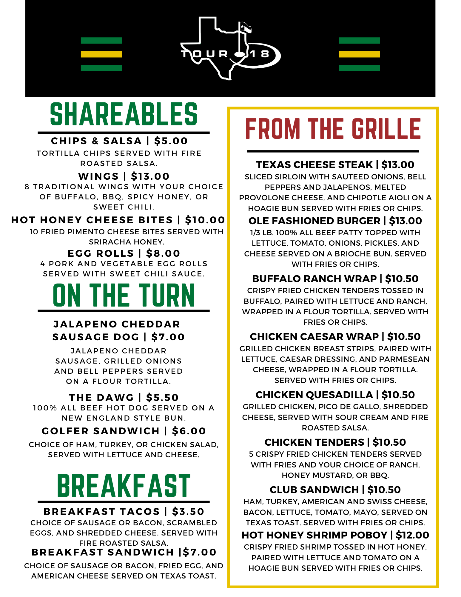 Scoring Tent Grill | Tour 18 Golf | Humble, TX