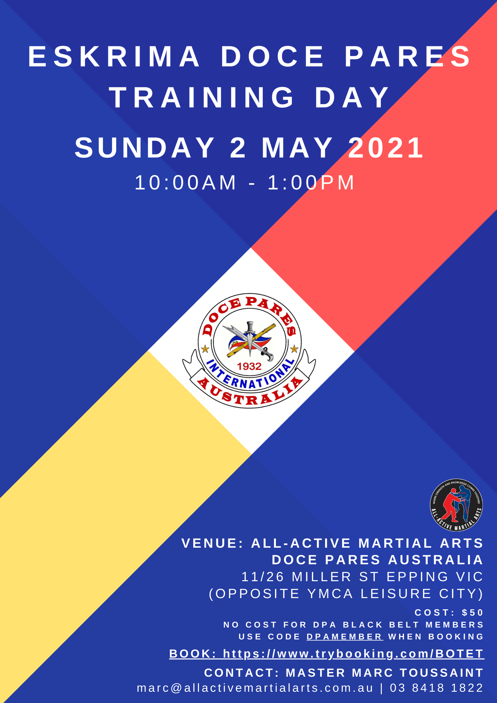 Eskrima Doce Pares Training Seminar - Sunday 2 May 2021