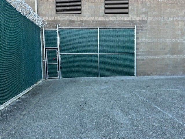 12 FT Galvanized Chain Link Commercial Fence With Green Privacy Slats
