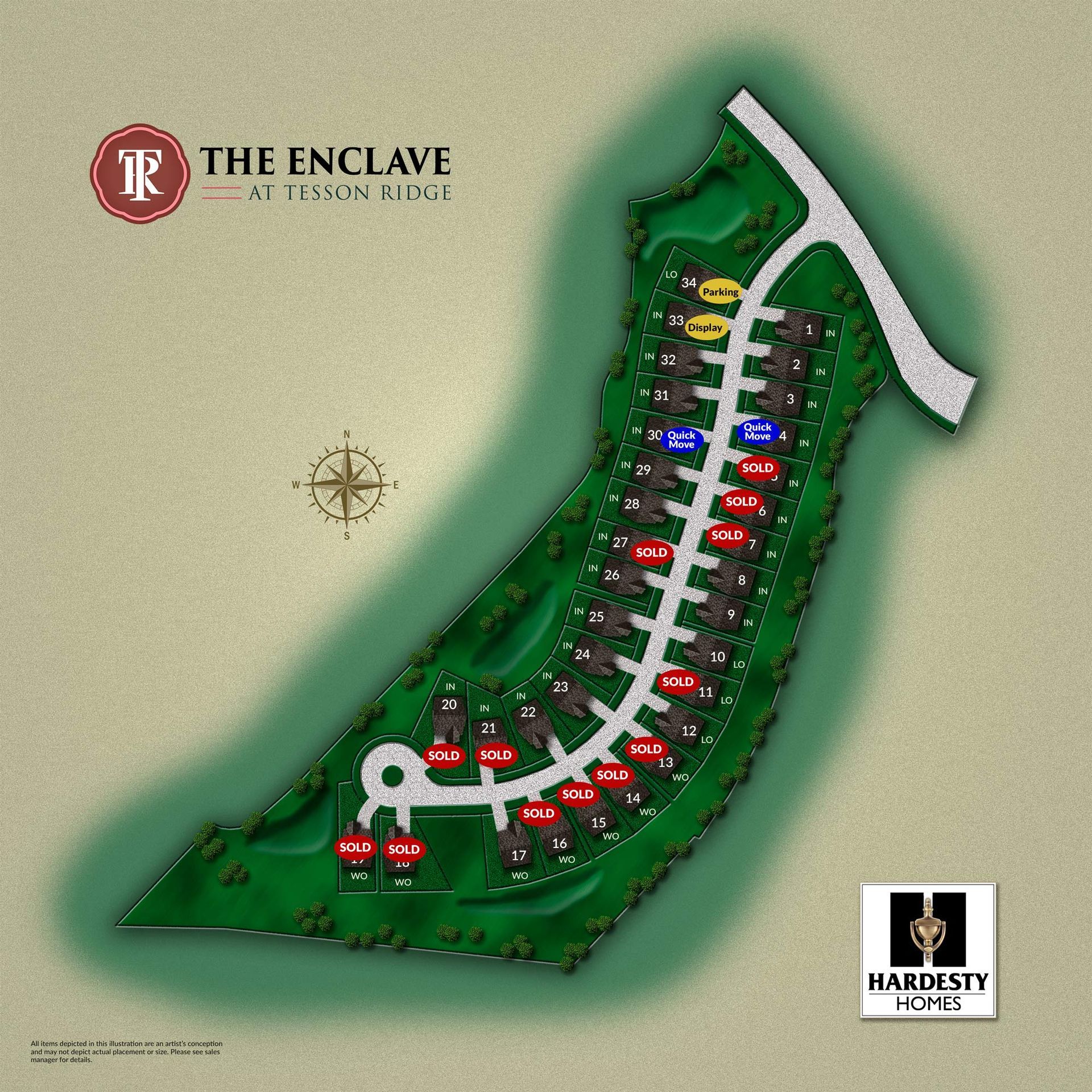 Enclave at Tesson Ridge site plan by Hardesty Homes