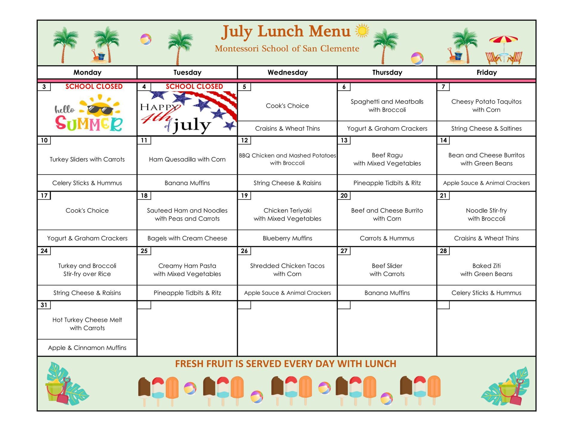 Lunch Program | Montessori School of San Clemente