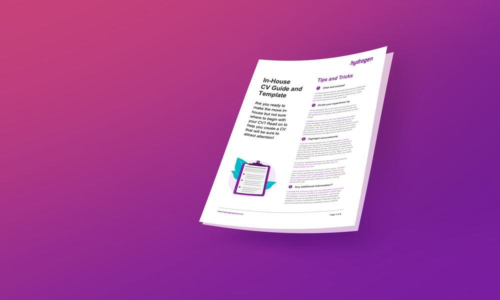 Legal In-House CV Guide and Template · Hydrogen Group