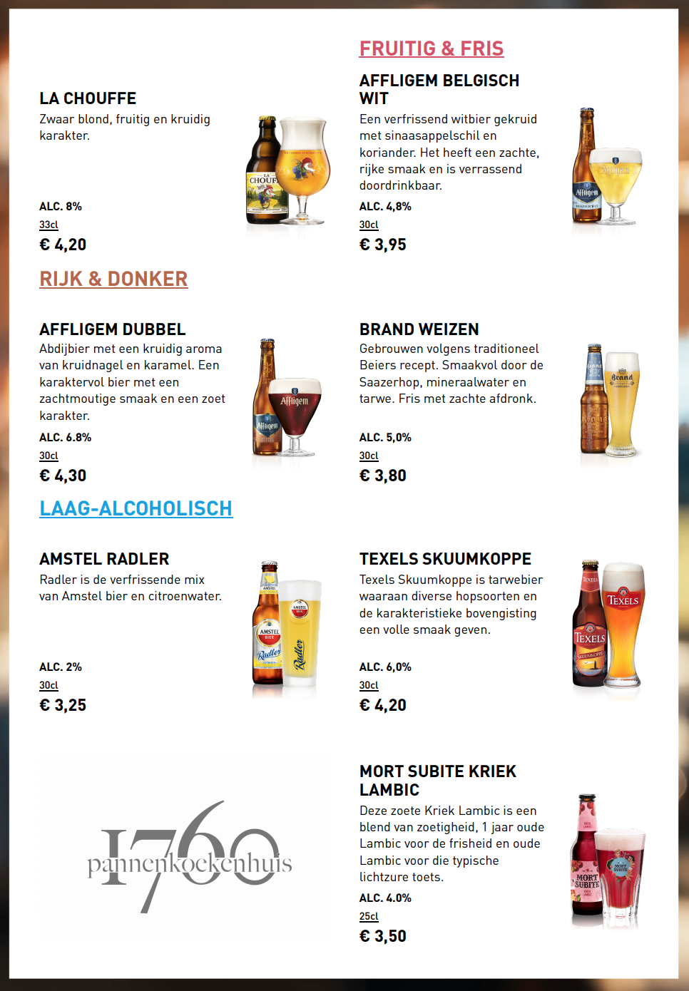 Pannenkoekenhuis 1760 - Menu