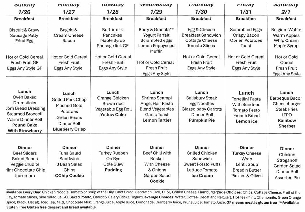 Dining Menu | The Retreat at Church Ranch