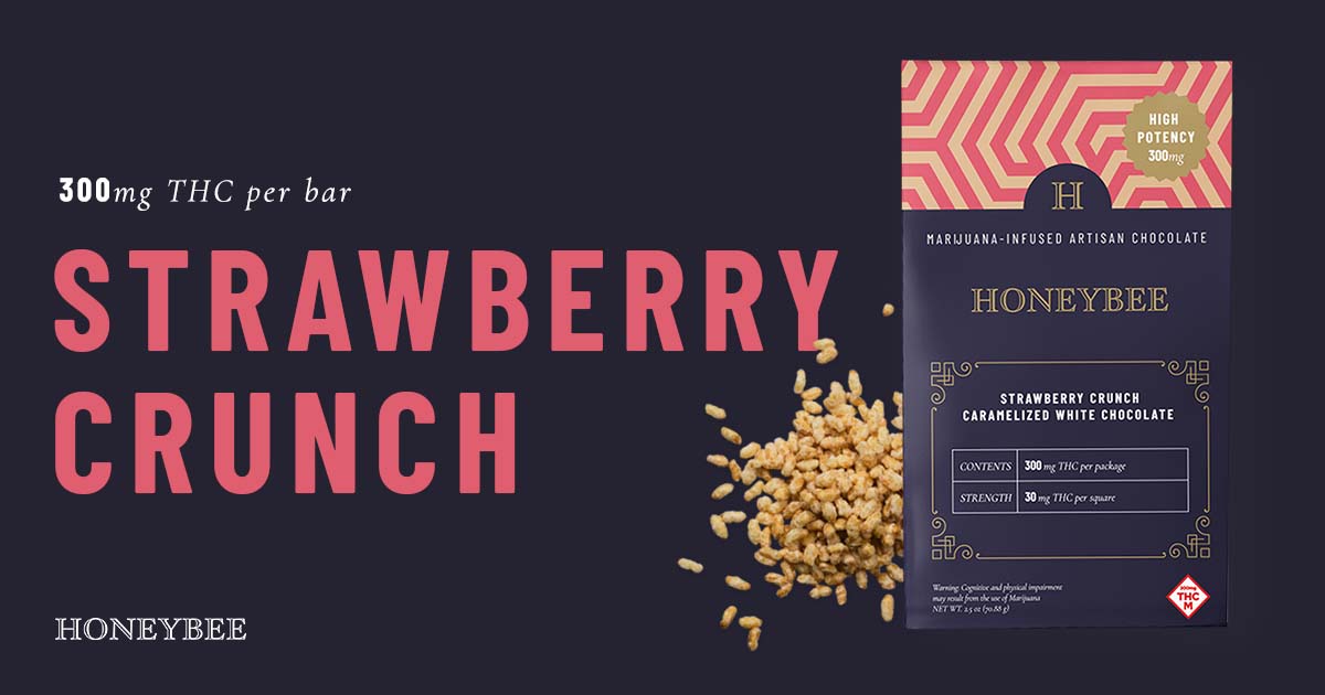 High Potency Strawberry Crunch Chocolate | Honeybee Cannabis Edibles