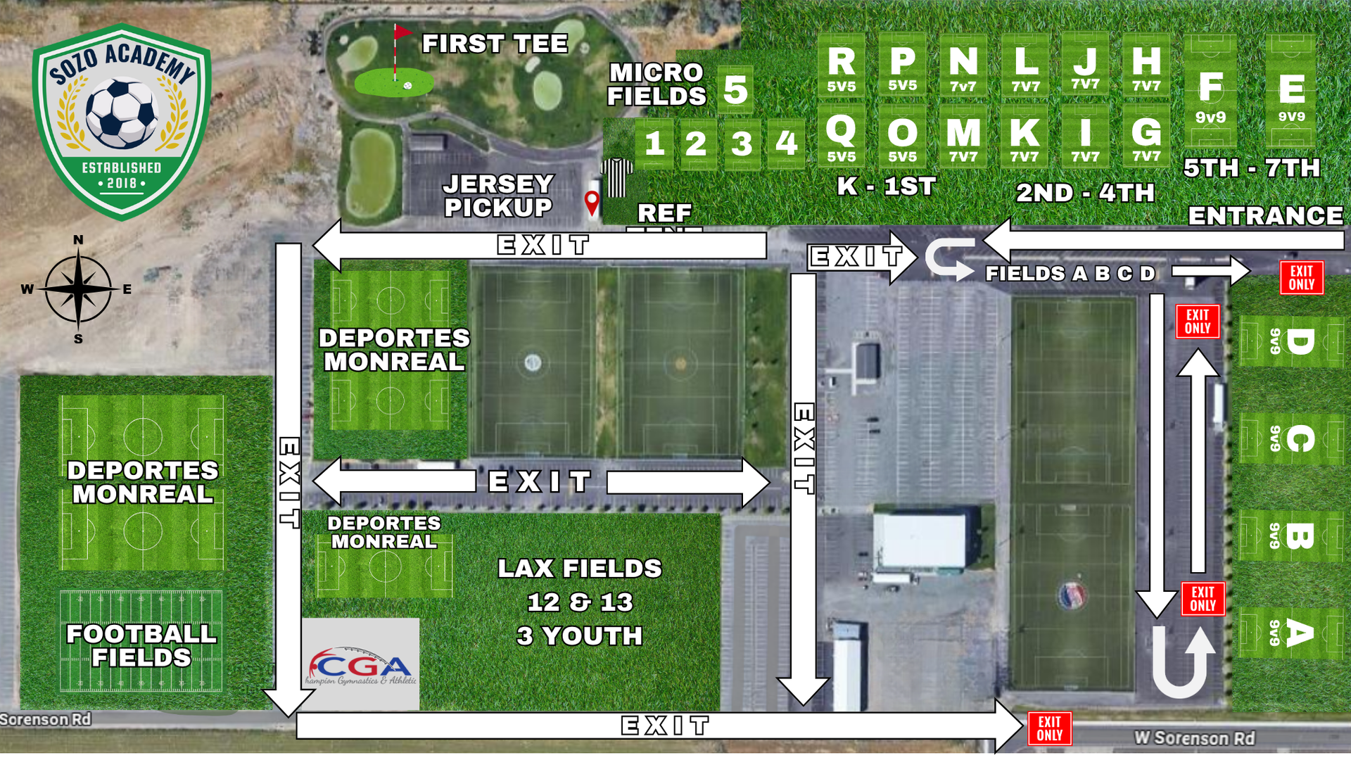Academy Fields Map | Sozo Sports Complex