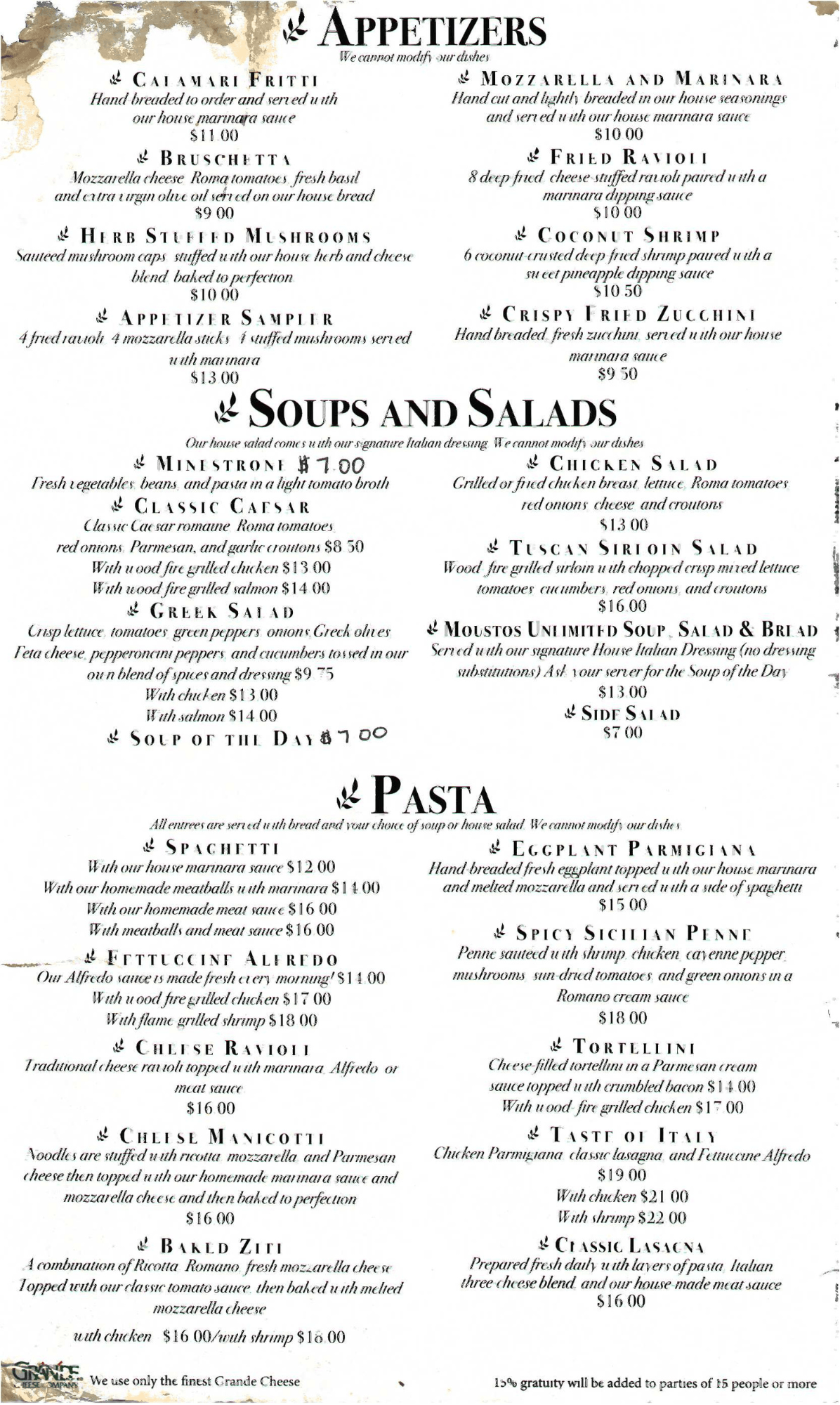 Moustos Pasta And Grill Union City Menu at Carol Santana blog