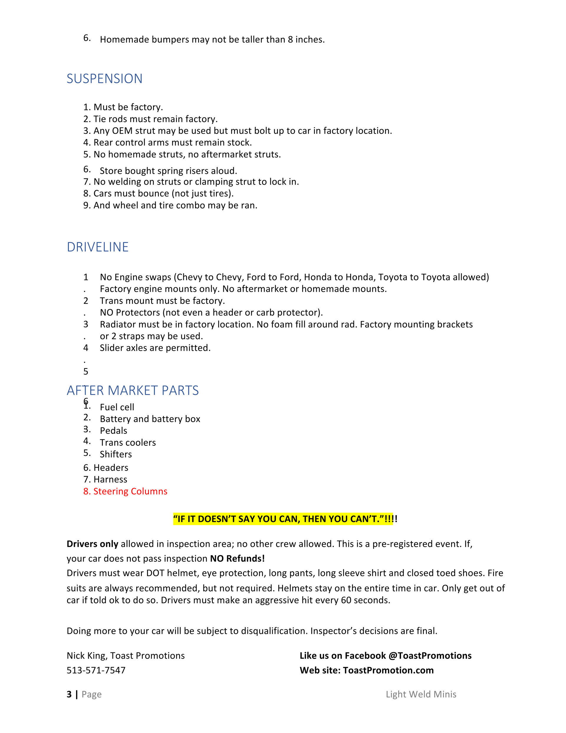 River City Rampage Rules - Toast Promotions