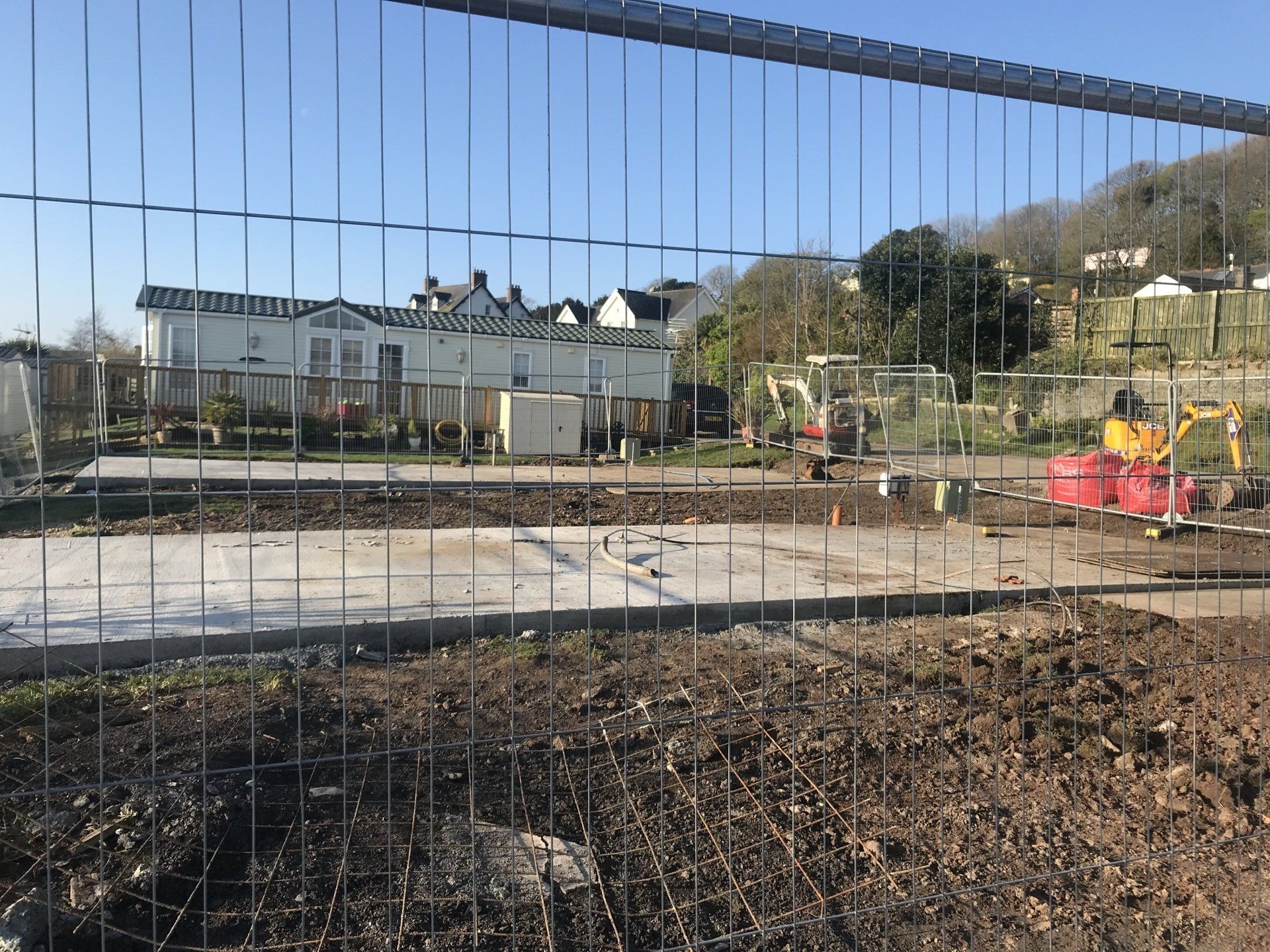 Civils, concrete bases for lodges and caravans and associated grounds work