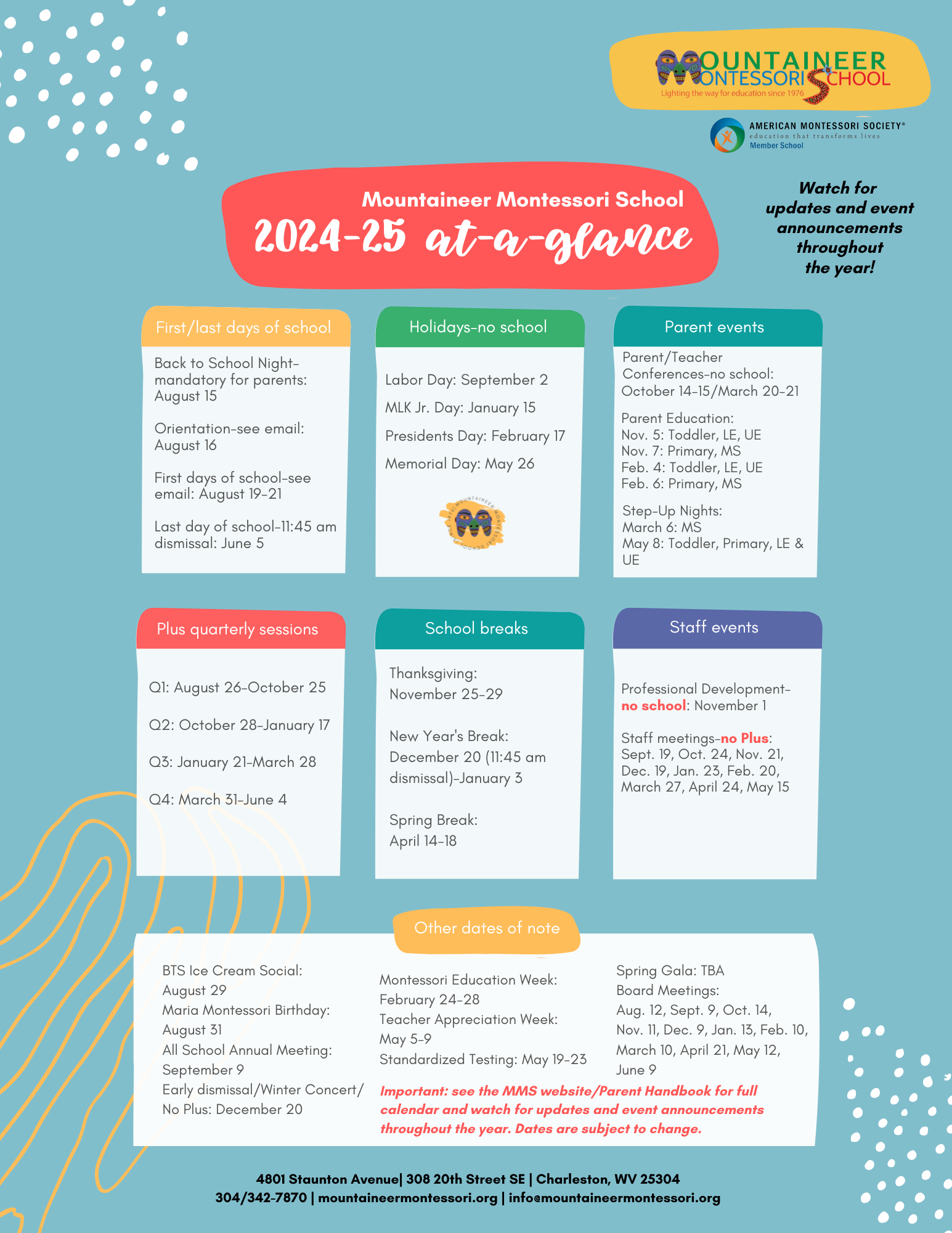MMS 2024-25 Calendar at a Glance