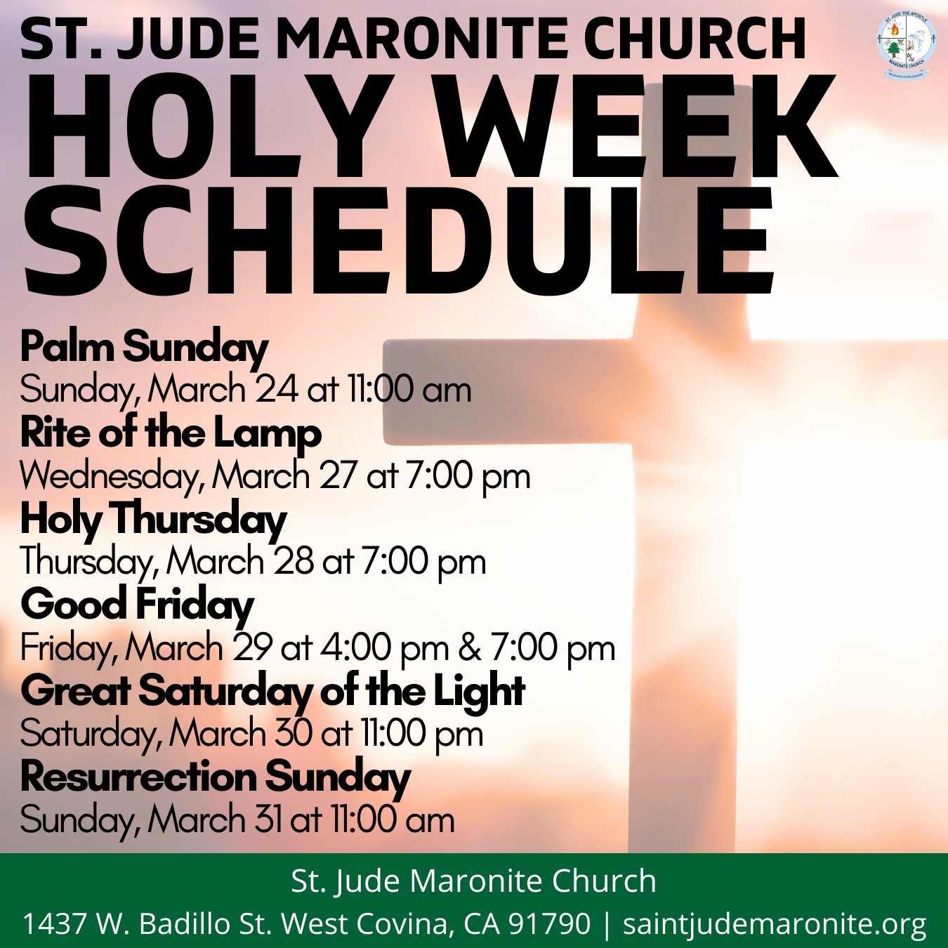 Calendar | Saint Jude Maronite Catholic Church | West Covina | CA
