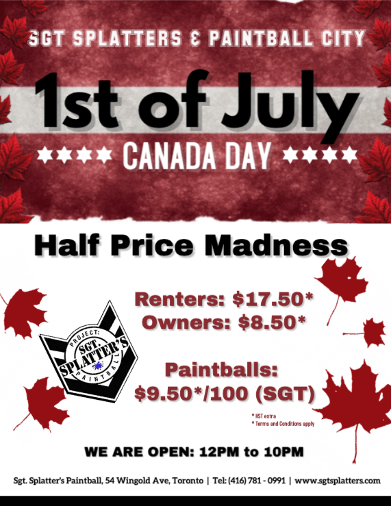 Canada Day Specials | Sgt. Splatter's Project Paintball
