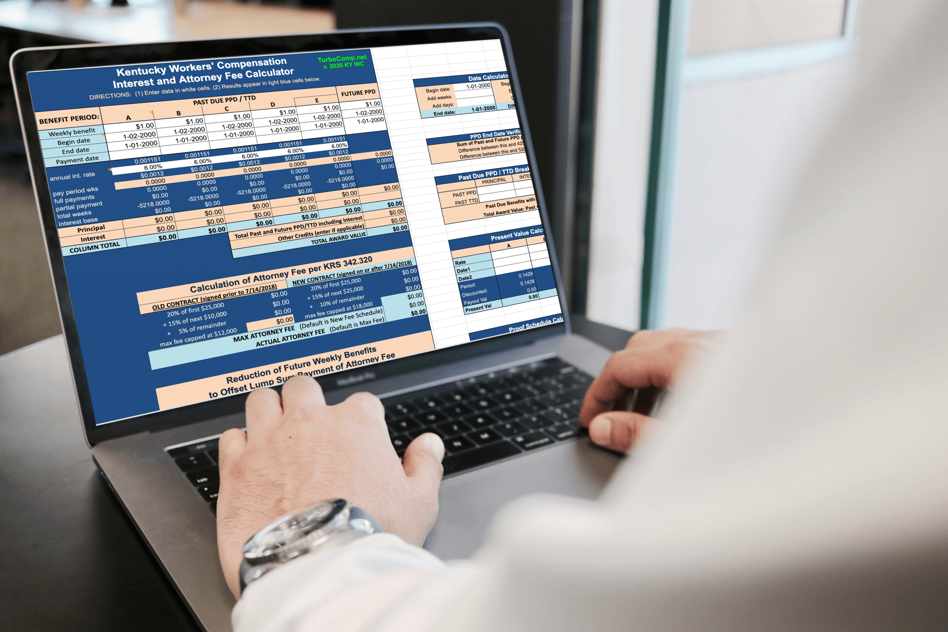 2026 Kentucky Workers' Compensation Benefit Calculator - Excel Spreadsheet