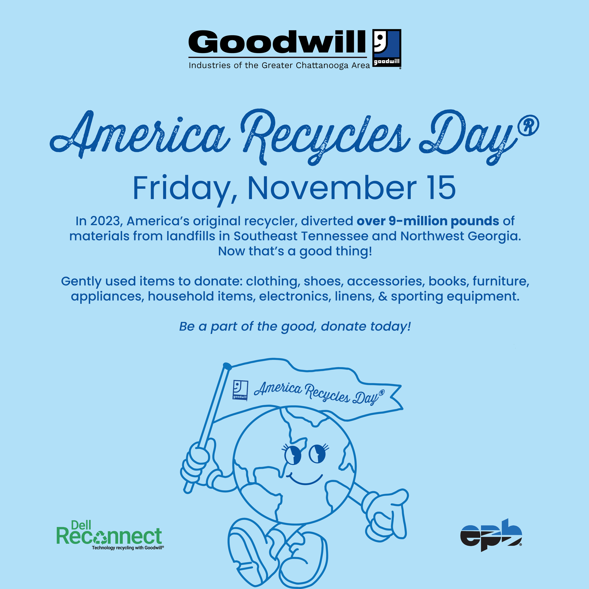 Goodwill to Celebrate America Recycles Day with Donation Drive