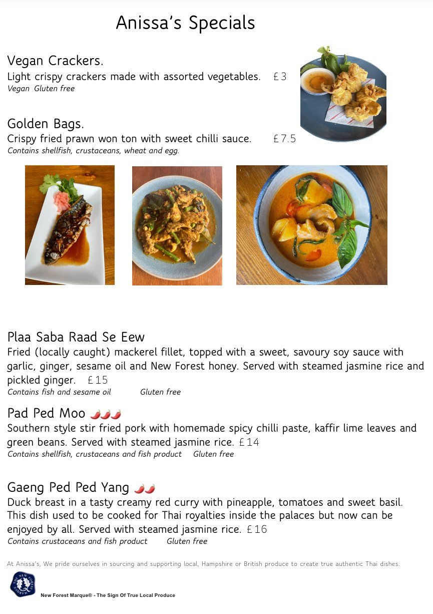 Anissa's Thai Kitchen | Menu