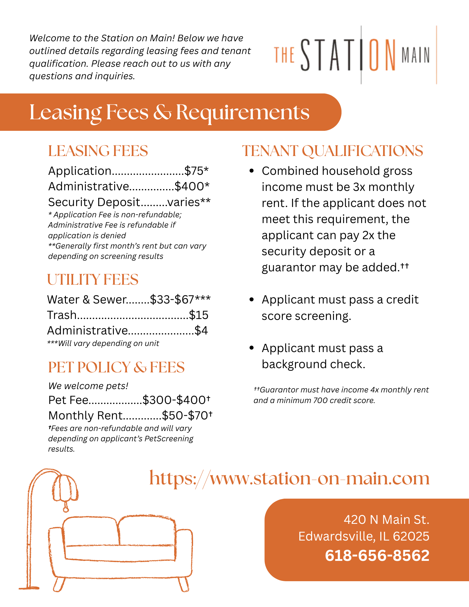 LEASING FEES & REQUIREMENTS