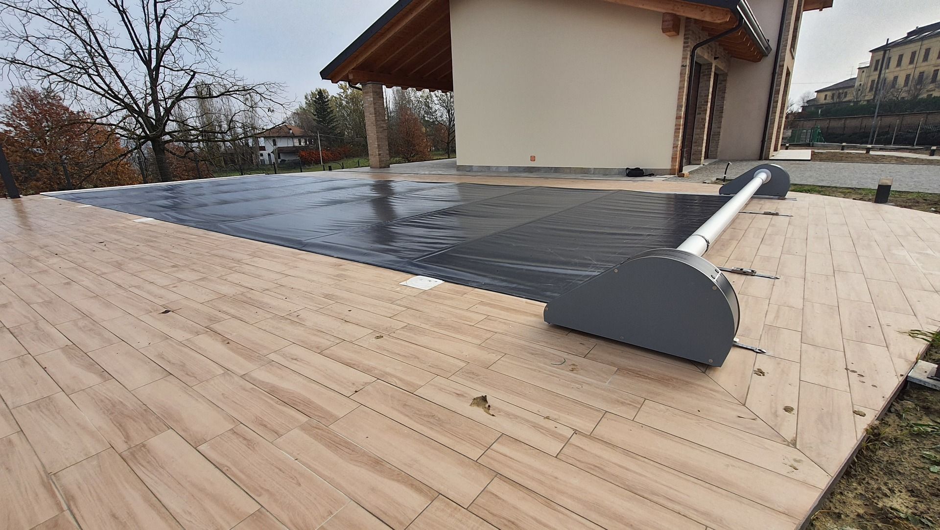 Copertura per piscina a telo automatica