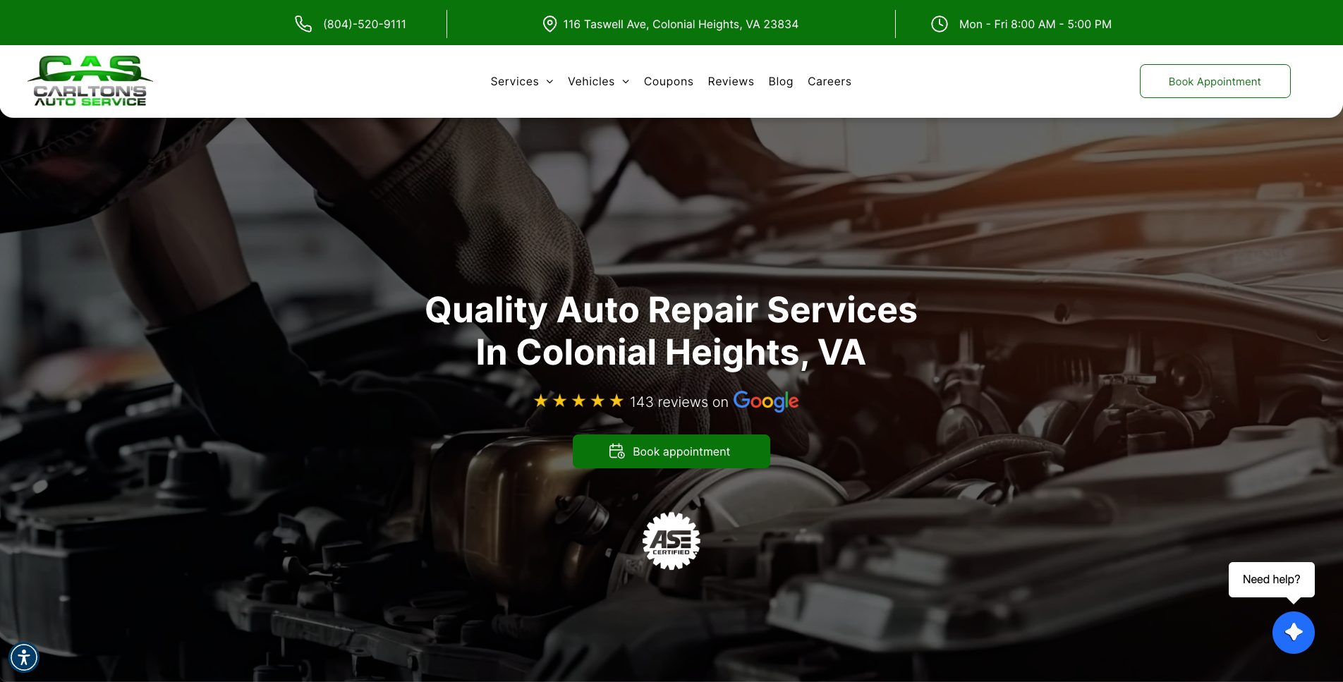 Quality Auto Repair in Colonial Heights, VA | Carlton's Auto Service