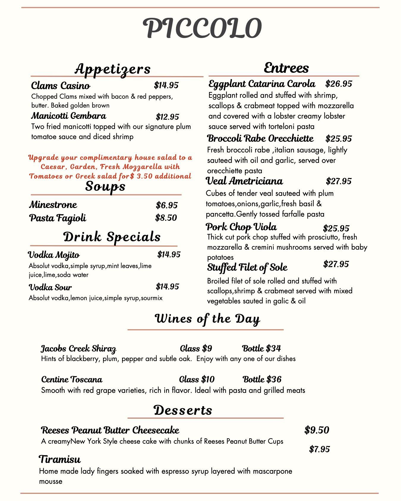 Piccolo's Ristorante | Restaurant Bellmore NY | Italian Restaurant ...