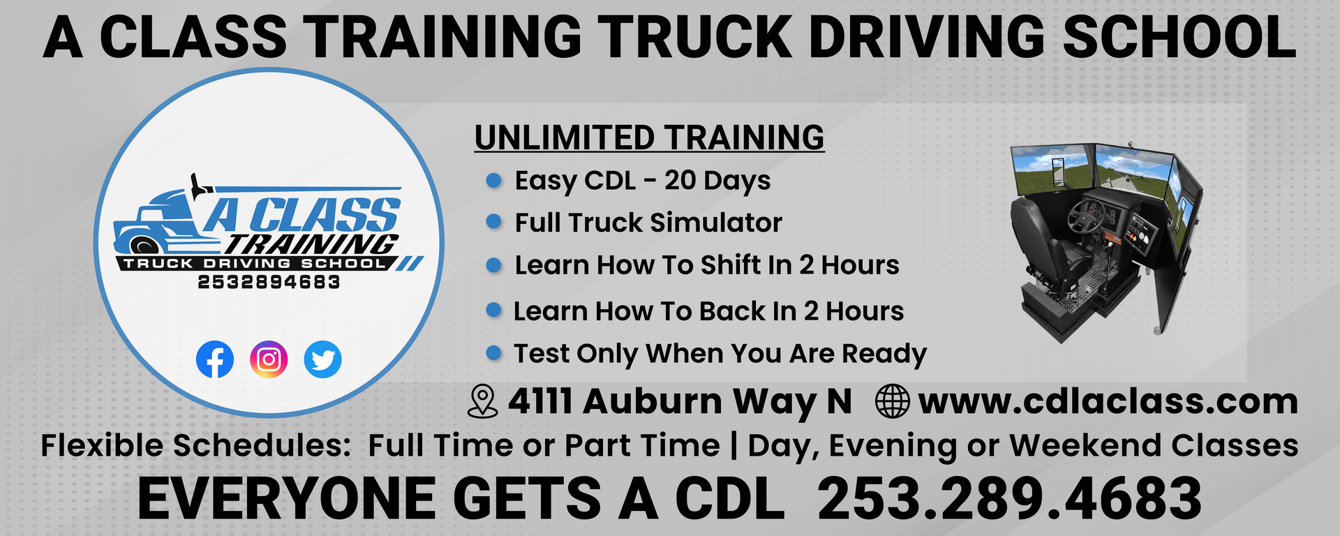 Best Trucking School in Washington | A Class Training Truck Driving School