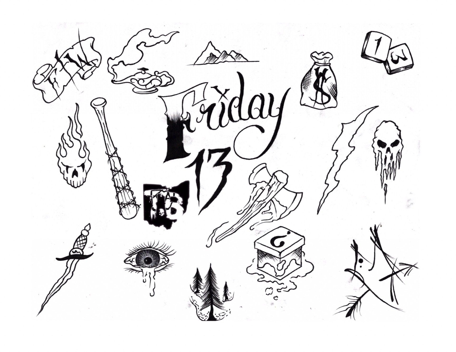 Columbus Tattoo Shop - 22 Caliber Tattoo Studio - Friday the 13th Flash ...
