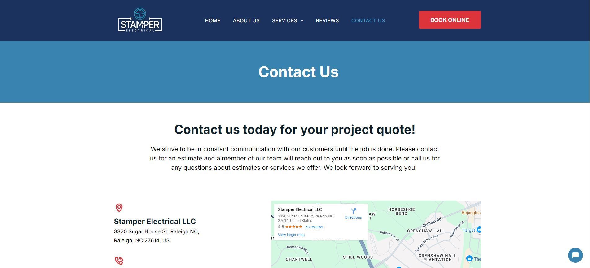 Contact Us | Stamper Electrical LLC | Raleigh