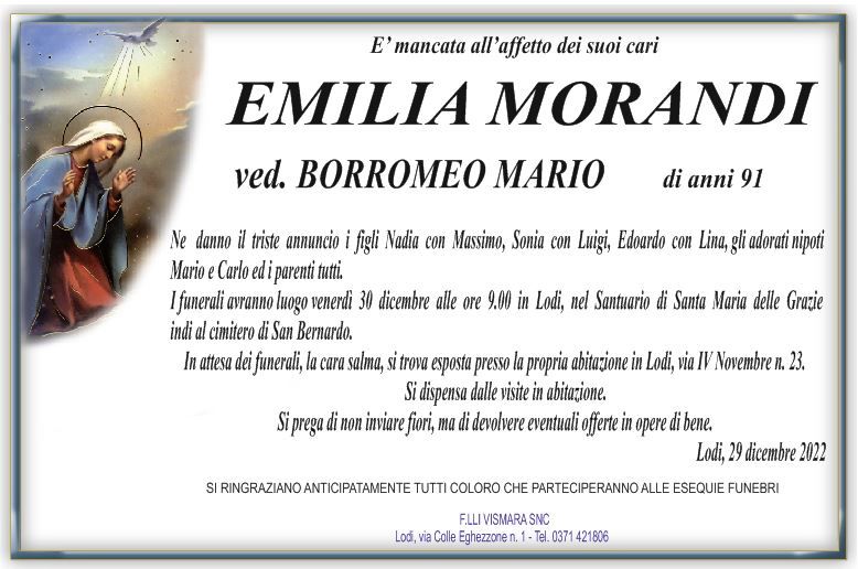 Necrologi Online | Lodi (LO) | Pompe Funebri Fratelli Vismara