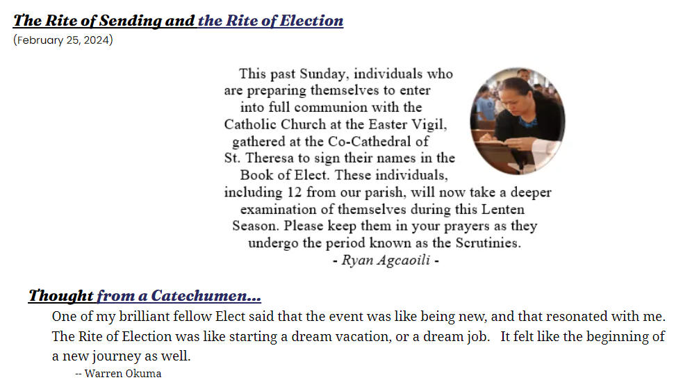 Co-Cathedral of St Theresa of the Child Jesus: RCIA