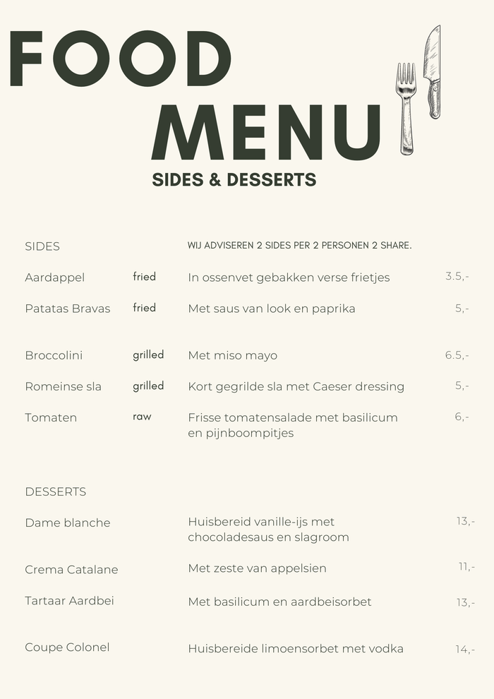 Menu | Reserveringen maken