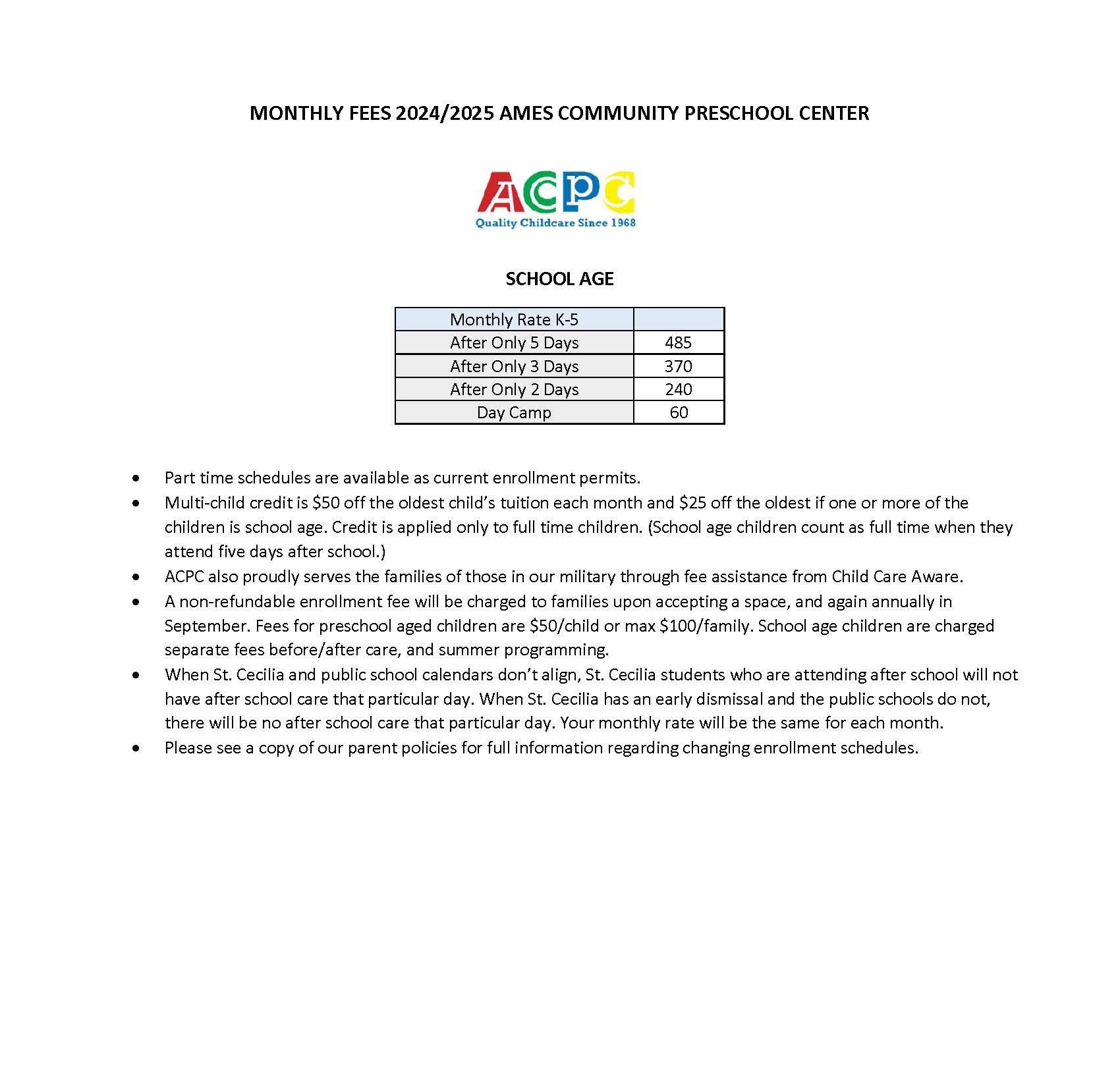 Preschool Information & Tuition | Ames, IA | ACPC