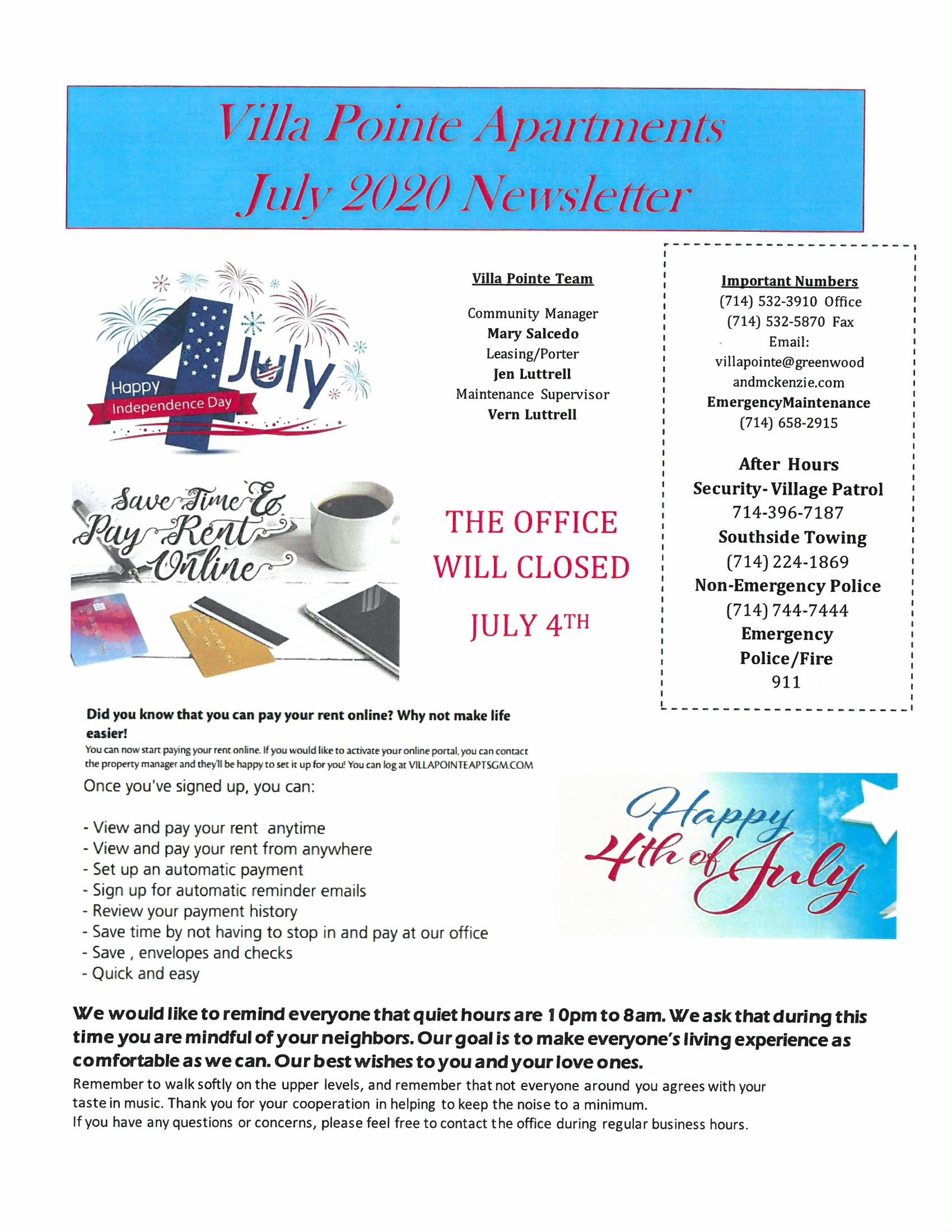 Resident Newsletter - July