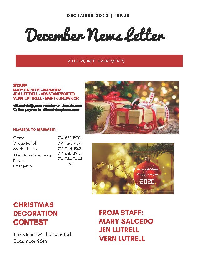 Resident Newsletter - December